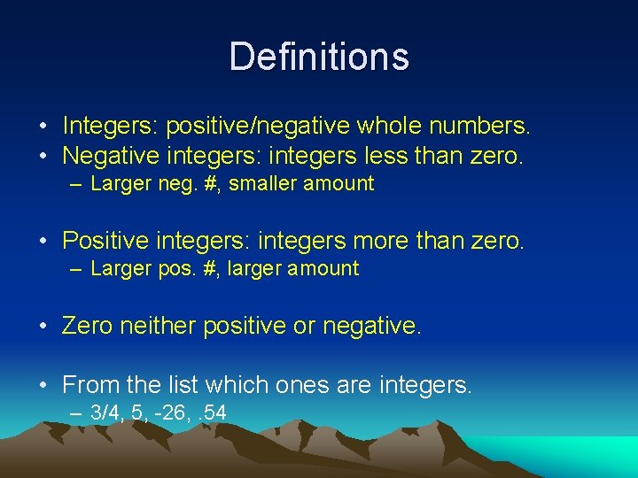 2 1 Integers and absolute value Objective Students