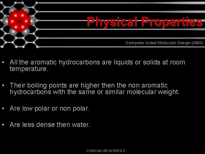 Computer Aided Molecular Design 2003 Aromatic hydrocarbons Session