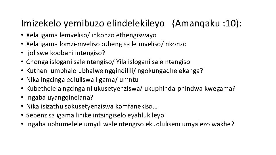 EASTERN CAPE DEPARTMENT OF EDUCATION ISIXHOSA ULWIMI LWASEKHAYA