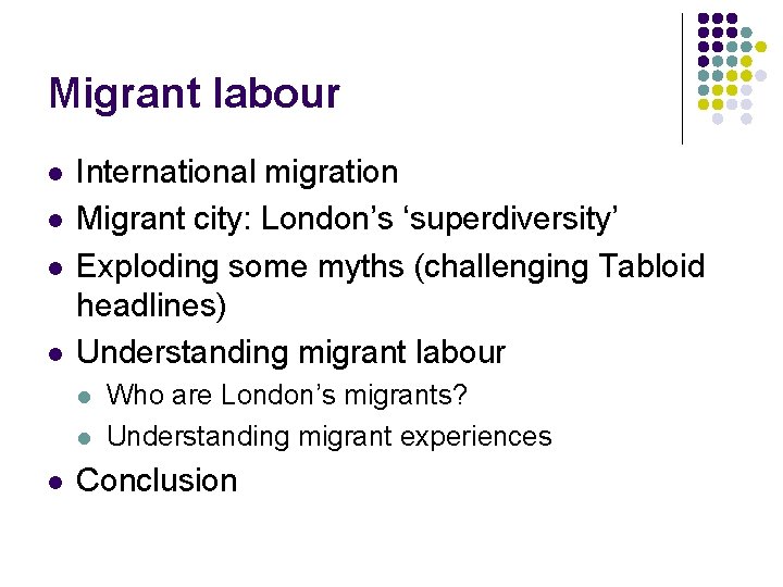 Global cities and international migration issues facing London