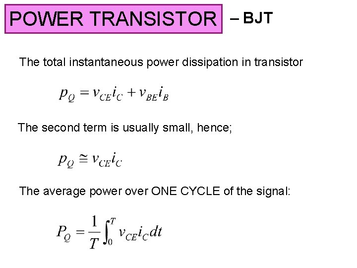 EKT 204 ANALOGUE ELECTRONICS CIRCUITS 1 Power Amplifiers