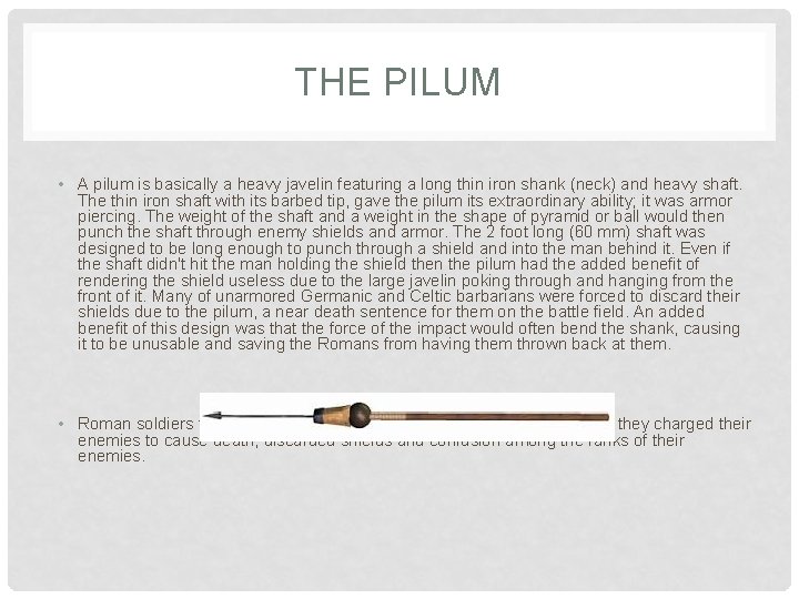 ROMAN WEAPONS BY KYLE THE CONTOS A long