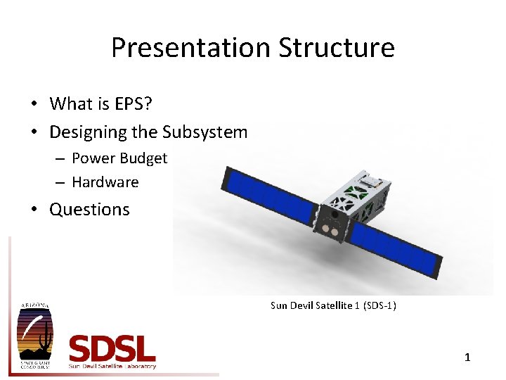 Electrical Power Subsystem Design Sun Devil Satellite Laboratory