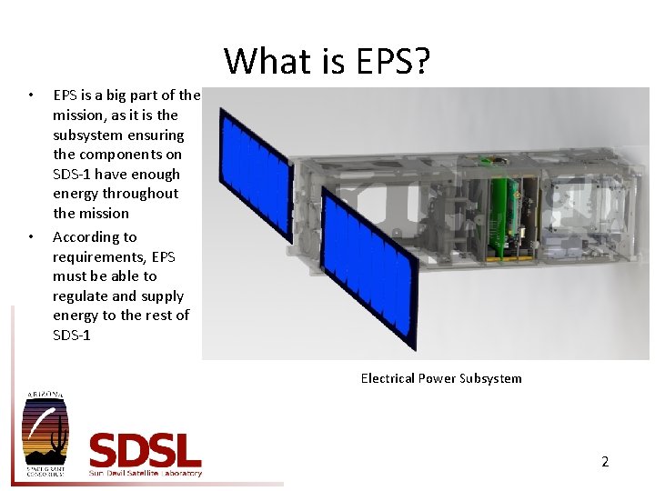 Electrical Power Subsystem Design Sun Devil Satellite Laboratory