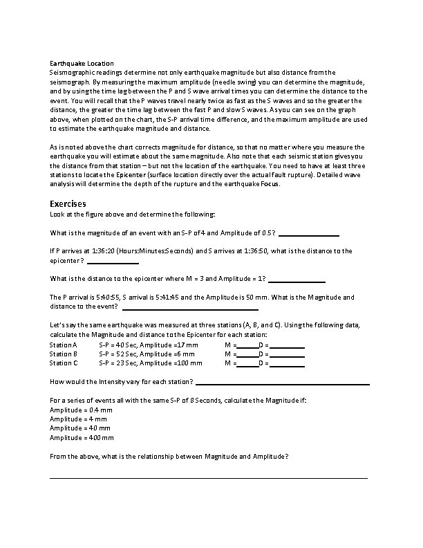 EARTH SCIENCE LAB 07 FOR EARTHQUAKES INTRODUCTION TO