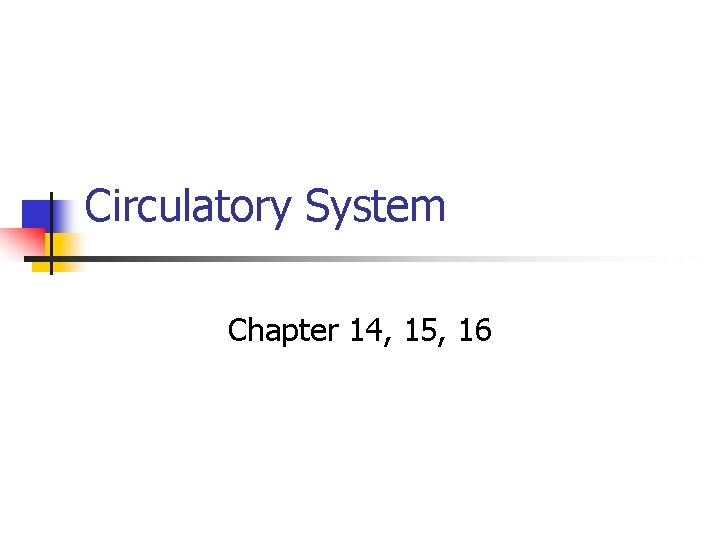 Circulatory System Chapter 14 15 16 The Hearts