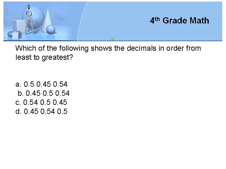 th 4 Grade NJ Math Standards Sample Problems
