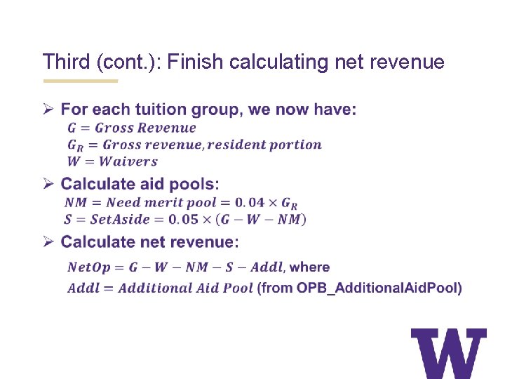 Operating fee revenue distribution calculations for ABB Agenda