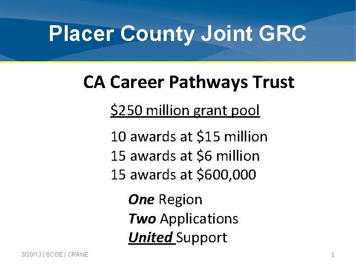 Placer County Joint GRC CA Career Pathways Trust