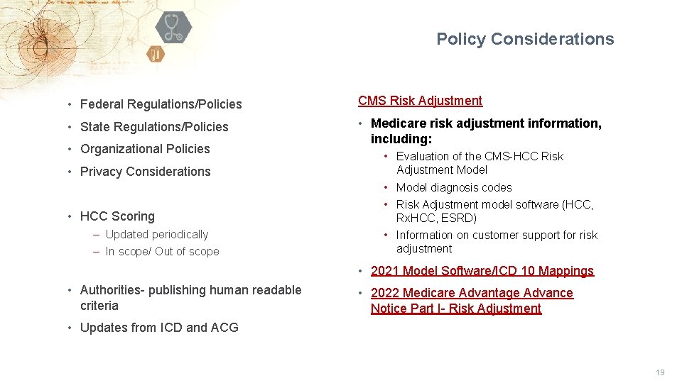 Chronic Illness Documentation for Risk Adjustment Date Agenda