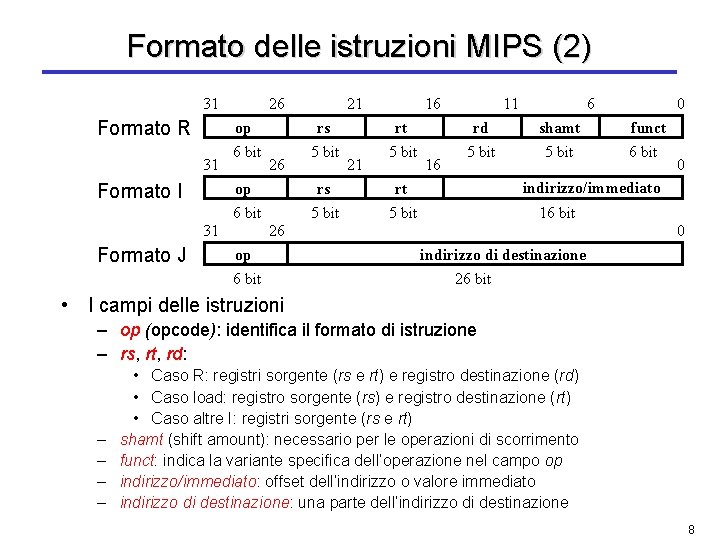 Richiami sullarchitettura del processore MIPS a 32 bit