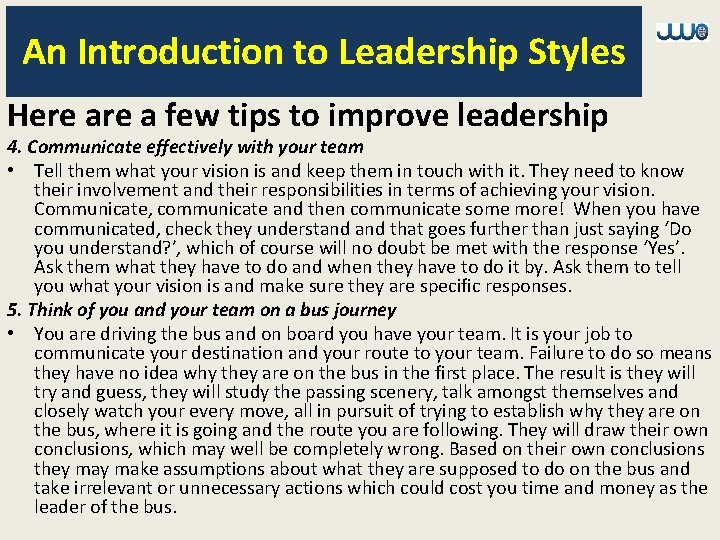 Special Management Series An Introduction to Leadership Styles