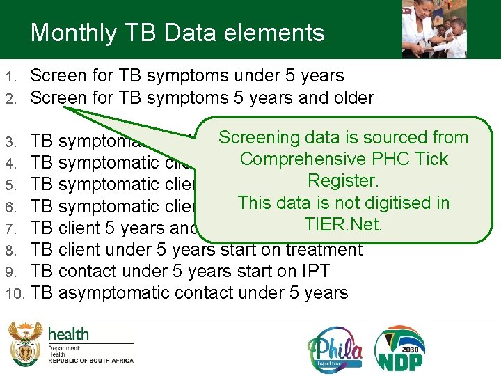 REPORTING OF TB DATA OVERVIEW Data sets TB