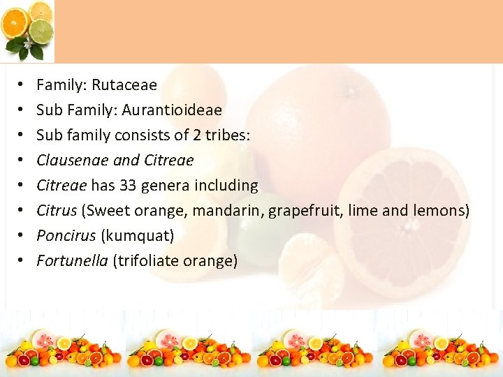 Citrus Introduction Origin South East Asia Family Rutaceae