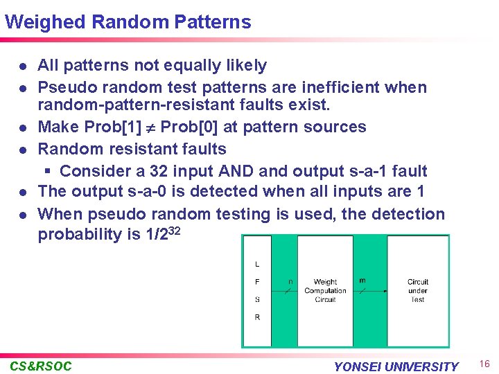 Logic BIST Sungho Kang Yonsei University Outline l