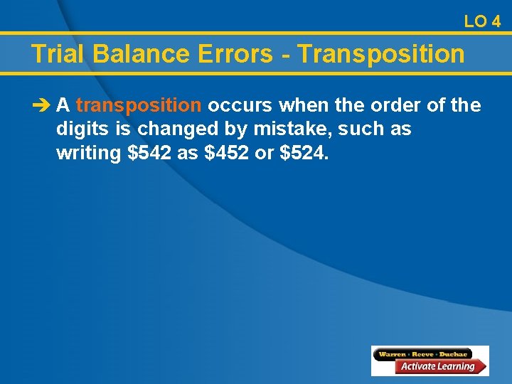 Analyzing Transactions LO 4 b Discovery and Correction