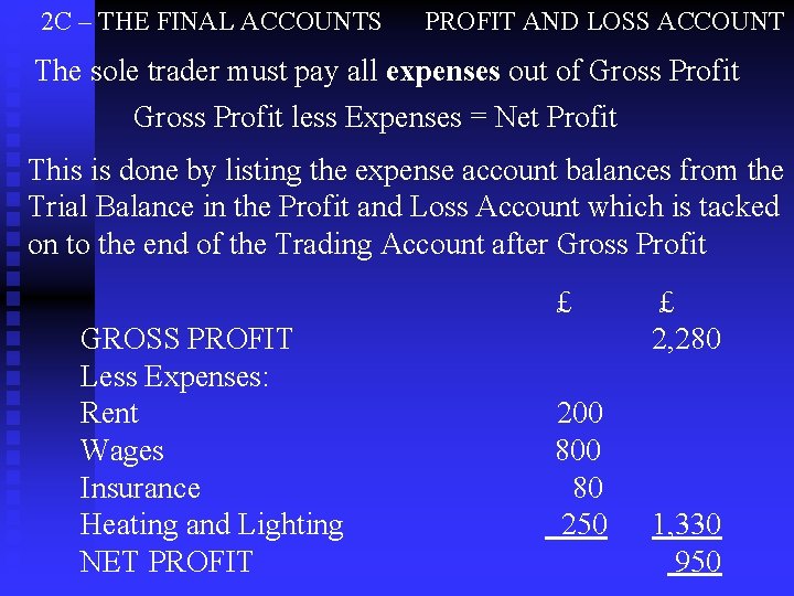 GOING SOLO UNIT 2 C THE FINAL ACCOUNTS