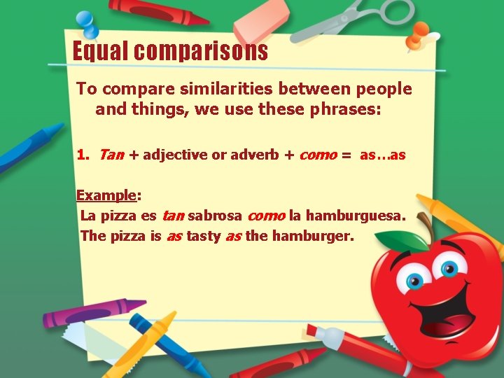 Equal Comparisons Avancemos 3 Leccin Preliminar Equal comparisons
