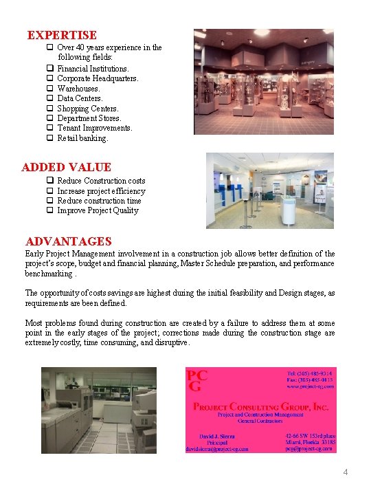 PROJECT CONSULTING GROUP INC Project and Construction Management