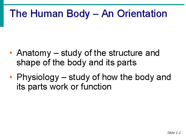 Essentials of Human Anatomy Physiology The Human Body