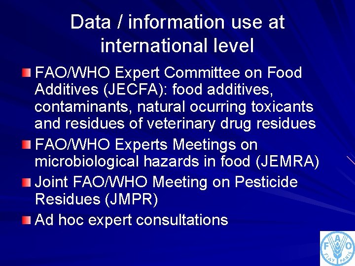 Statistics Related to Food Safety and Quality Food