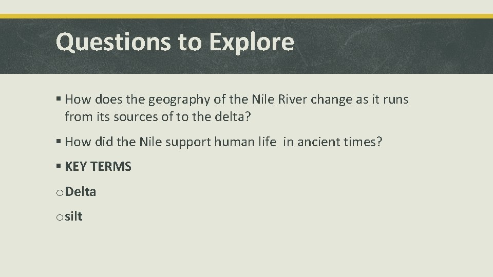 Geography of the Nile Sixth Grade Social Studies