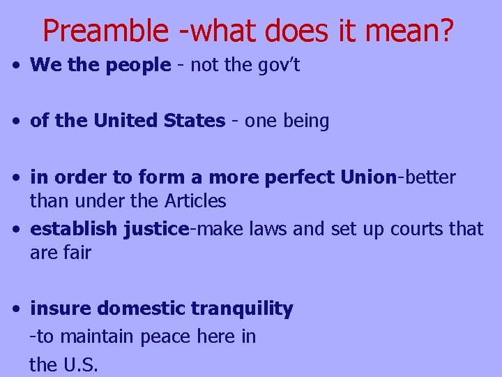 The Preamble Beginning the Constitution We the People
