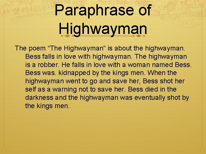 The Highwayman By Alfred Noyes By Calista Wagner