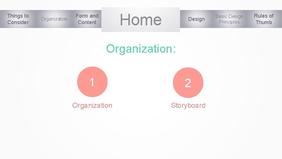 Things to Consider Organization Form and Content Home
