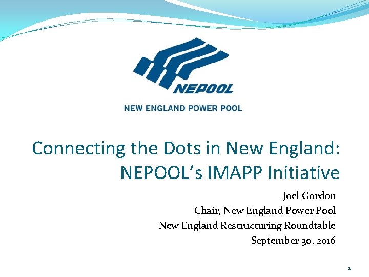Connecting the Dots in New England NEPOOLs IMAPP