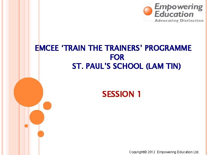 EMCEE TRAIN THE TRAINERS PROGRAMME FOR ST PAULS