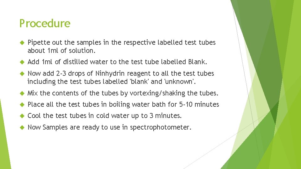 Determination of Protein by Ninhydrin Method part 1