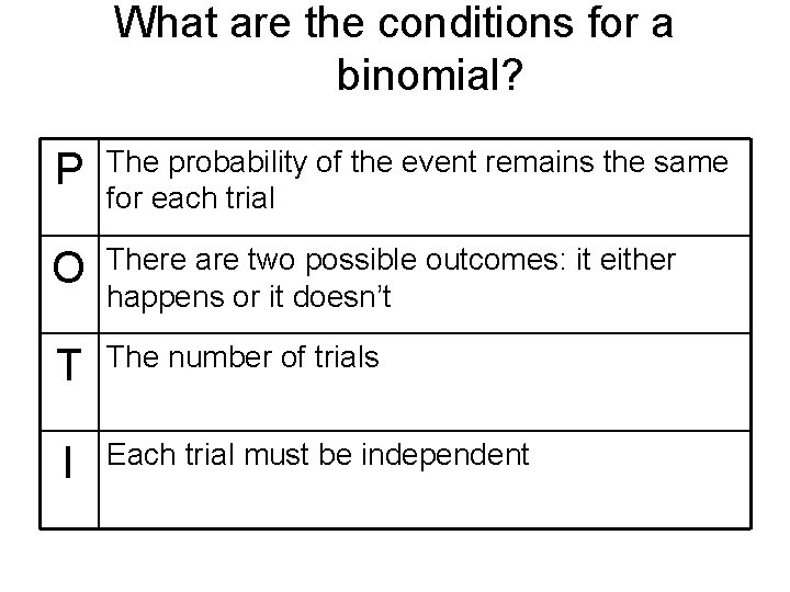 Probability Key Questions What does independent mean Independent