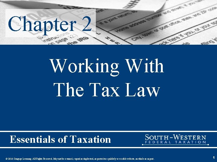 Chapter 2 Working With The Tax Law Essentials