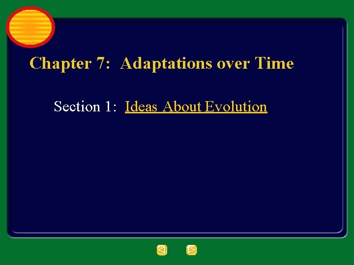 Chapter 7 Adaptations over Time Section 1 Ideas