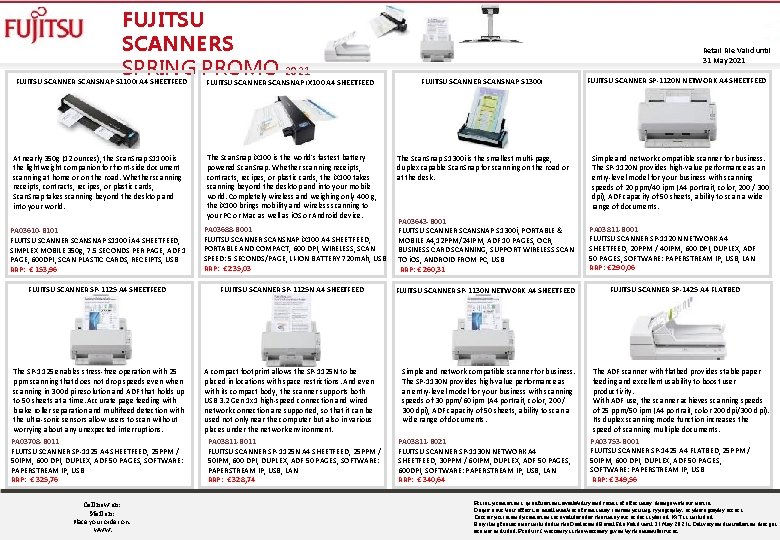 FUJITSU SCANNERS SPRING PROMO FUJITSU SCANNER SCANSNAP S