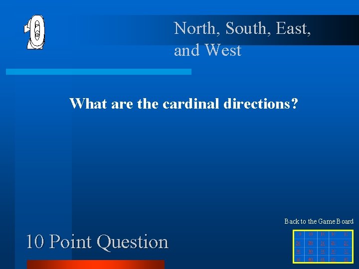 Jeopardy Start Latitude and Longitude Compass Rose Parts
