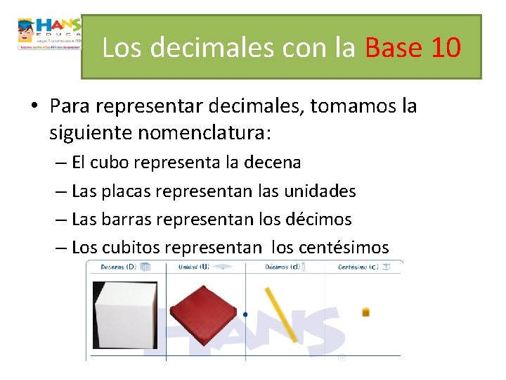 Uso de los bloques Base 10 para Aritmtica