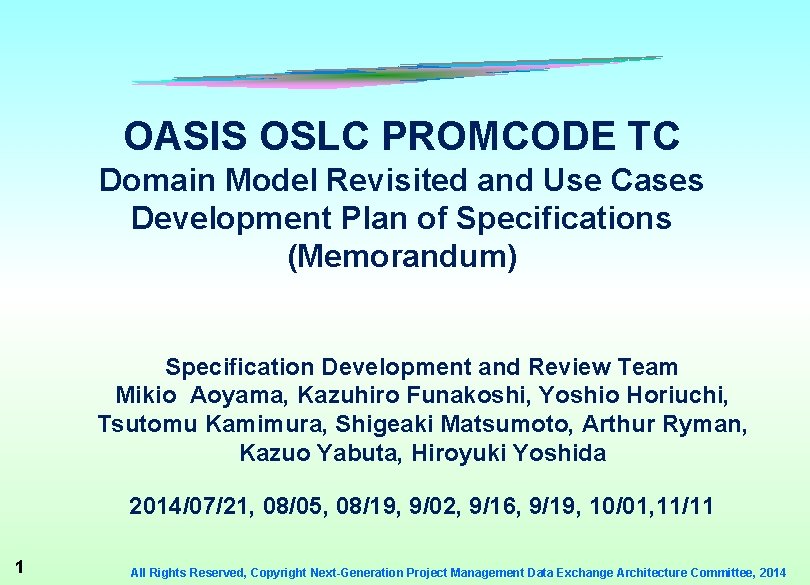 OASIS OSLC PROMCODE TC Domain Model Revisited and