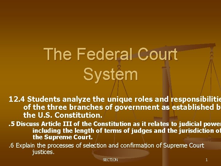 The Federal Court System 12 4 Students analyze