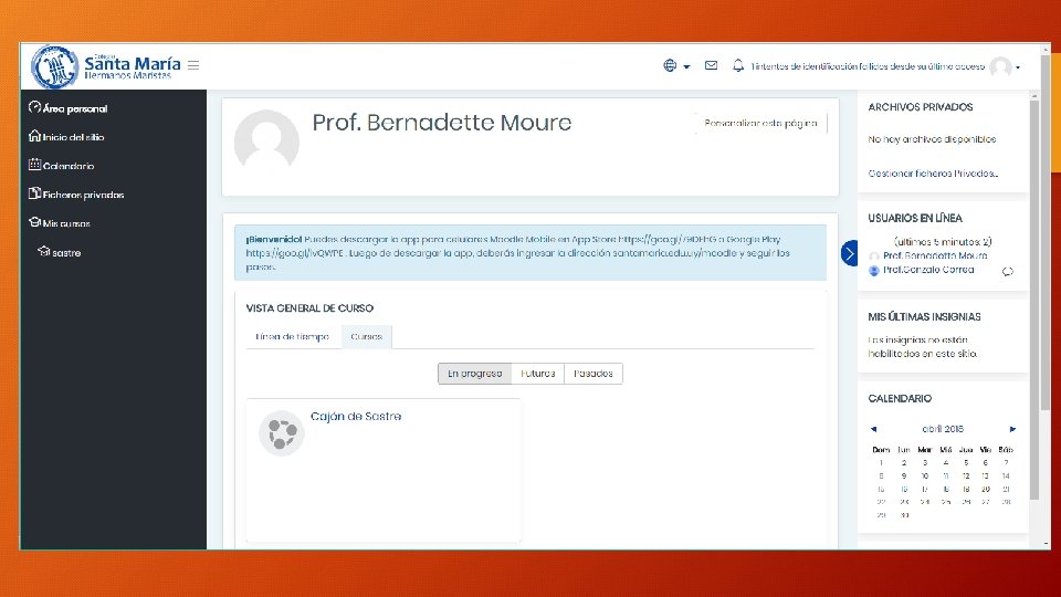 Plataforma Moodle Colegio Santa Mara Recurso Educativo Plataforma