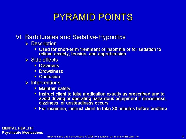 PYRAMID POINTS CHAPTER 76 PSYCHIATRIC MEDICATIONS PYRAMID POINTS