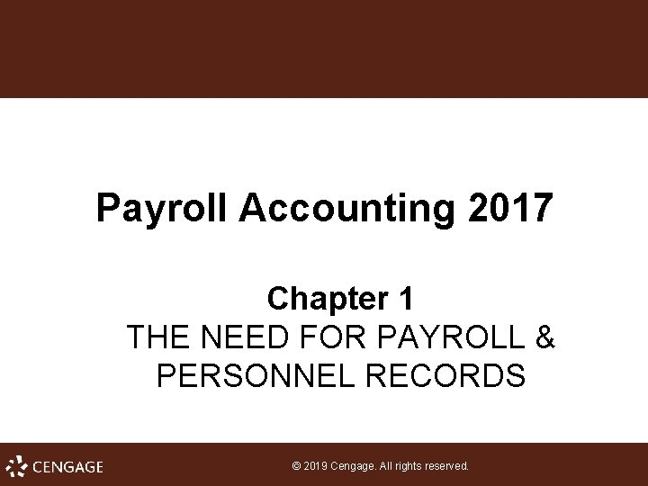 Payroll Accounting 2017 Chapter 1 The Need For