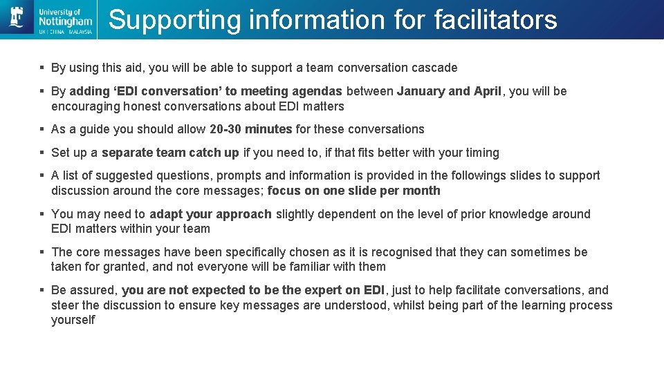 Lets be clear about EDI campaign April 2021