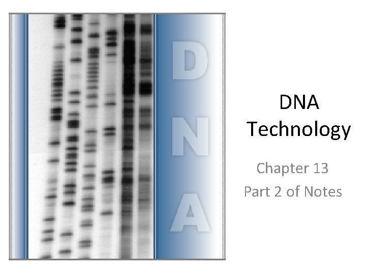 DNA Technology Chapter 13 Part 2 of Notes