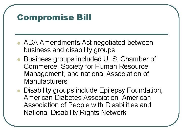 ADA Amendments Act of 2008 American With Disabilities