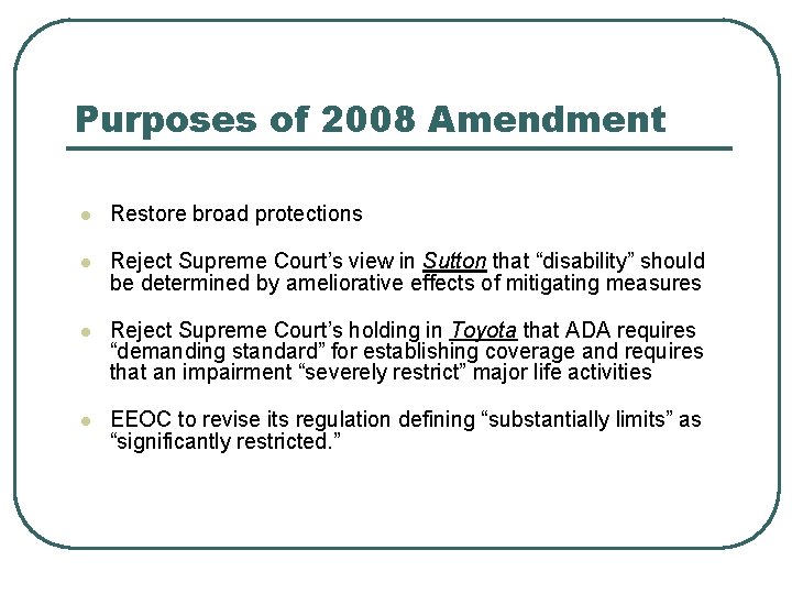 ADA Amendments Act of 2008 American With Disabilities