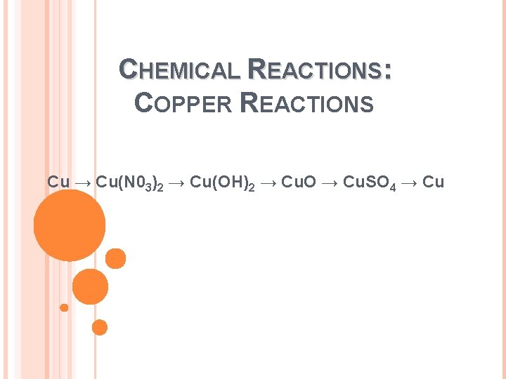 CHEMICAL REACTIONS COPPER REACTIONS Cu CuN 032 CuOH2