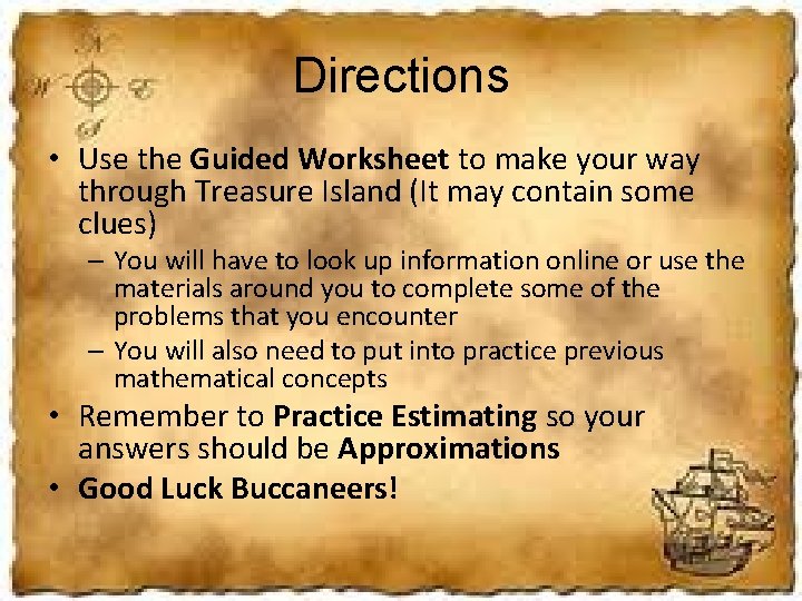 Treasure Island Estimation Center Directions Use the Guided