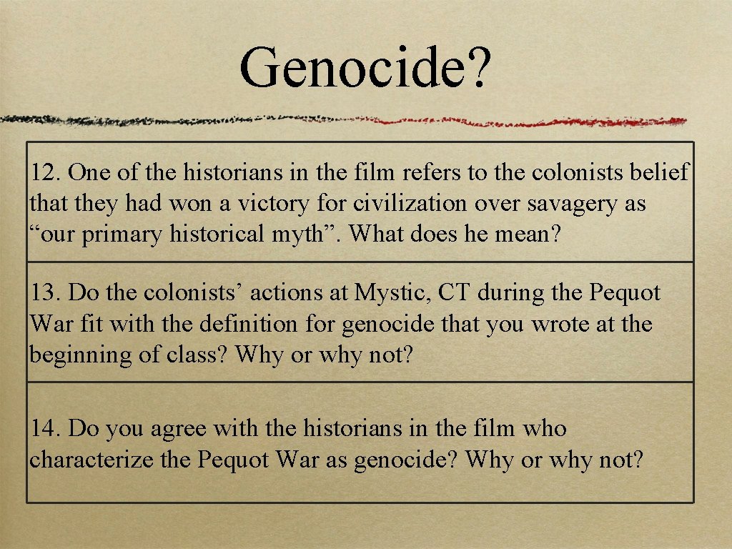 Constructed Image of Pilgrims and Natives Defining Genocide